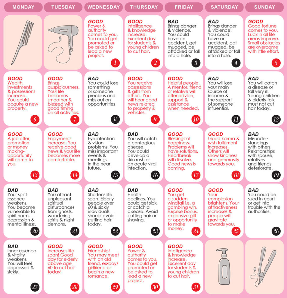 Good & Bad Days to Cut Hair for October 2025 - WOFS.com