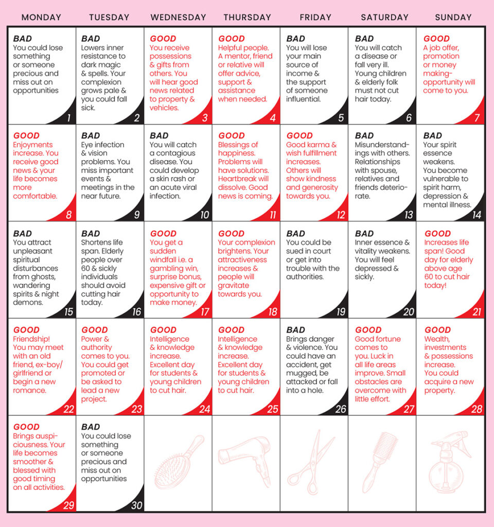 Good & Bad Days to Cut Hair for June 2026 - WOFS.com
